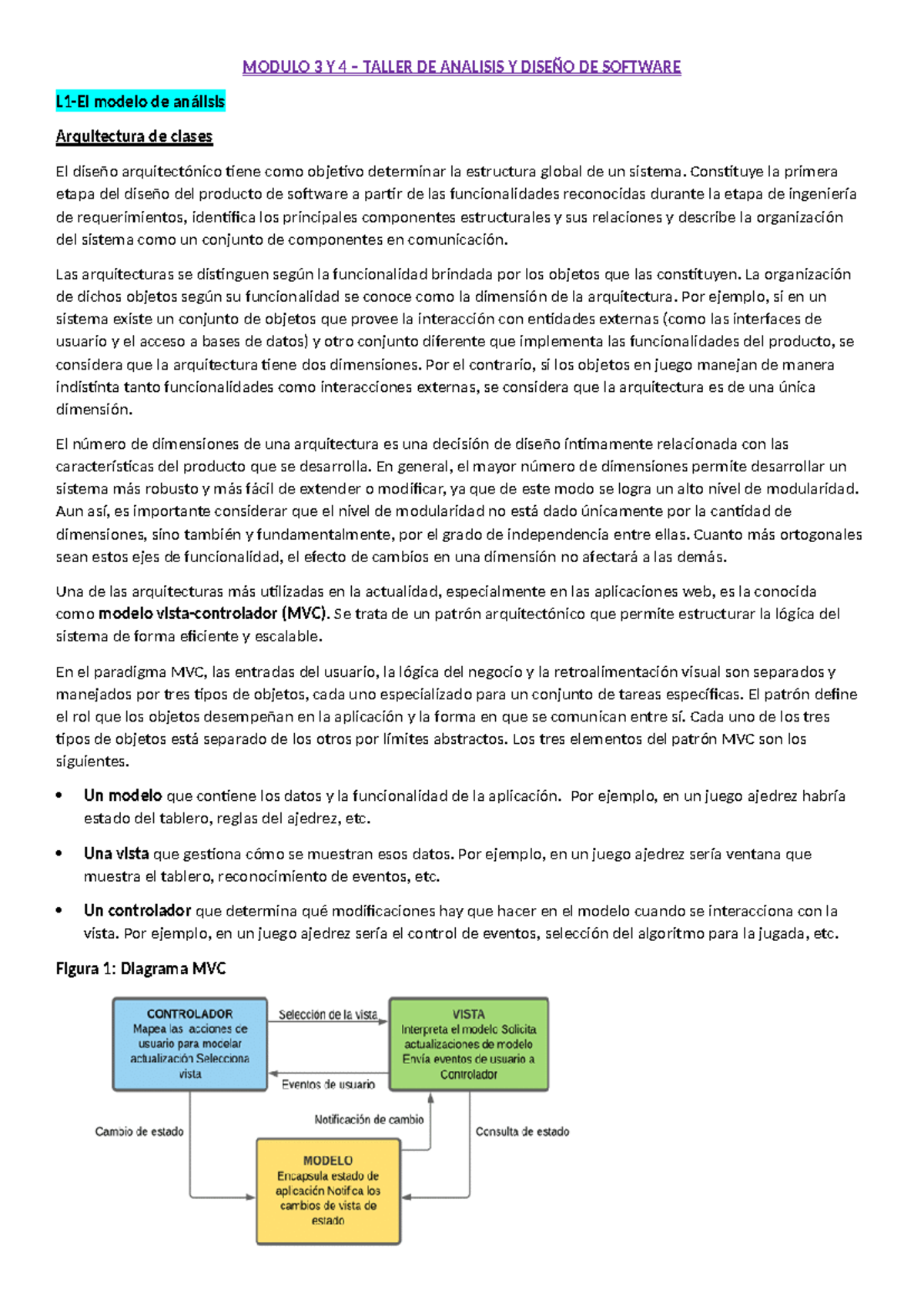 M3-m4-tayds - resumen - MODULO 3 Y 4 – TALLER DE ANALISIS Y DISEÑO DE SOFTWARE L1-El modelo de ...