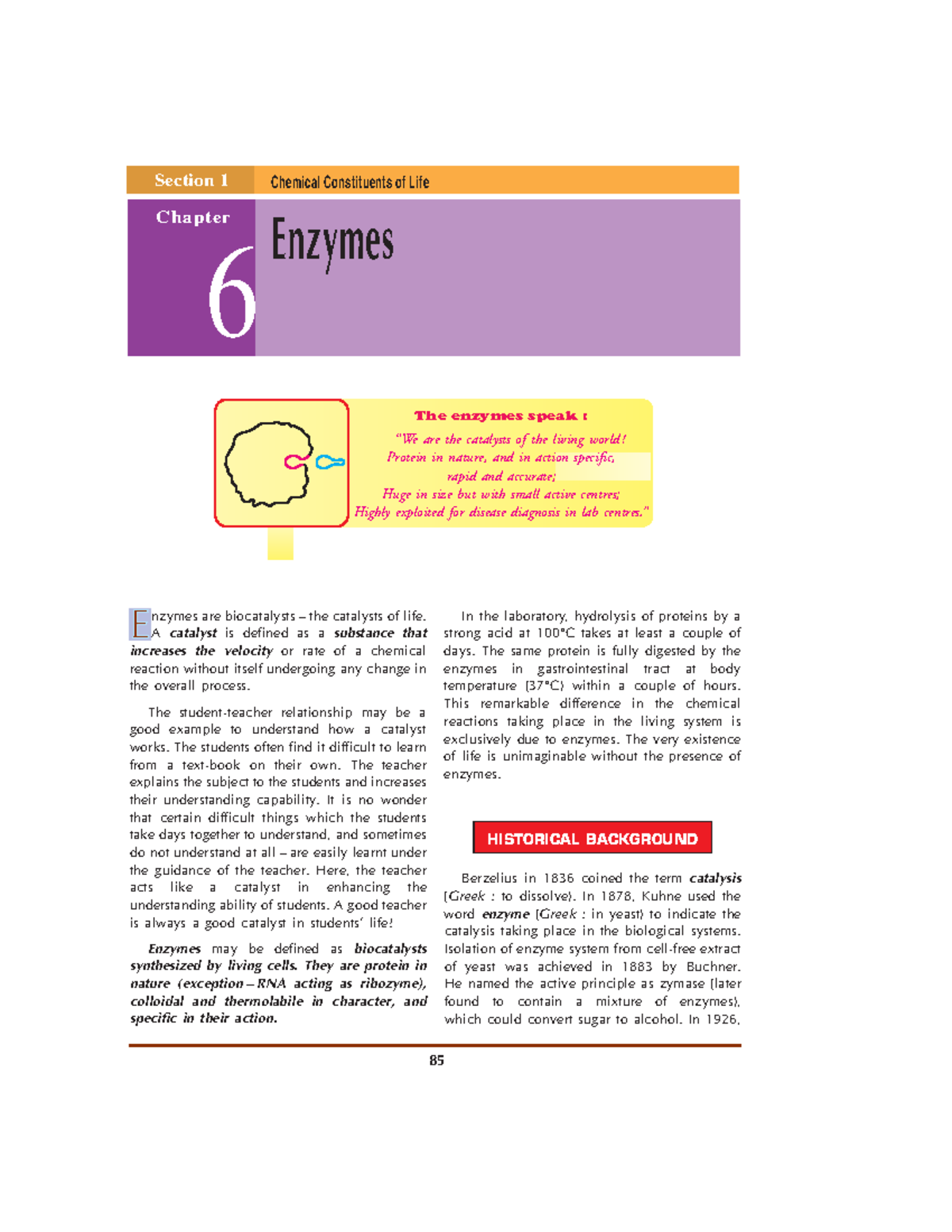 Chapter 6. Enzymes - Historical background Nomenclature and ...