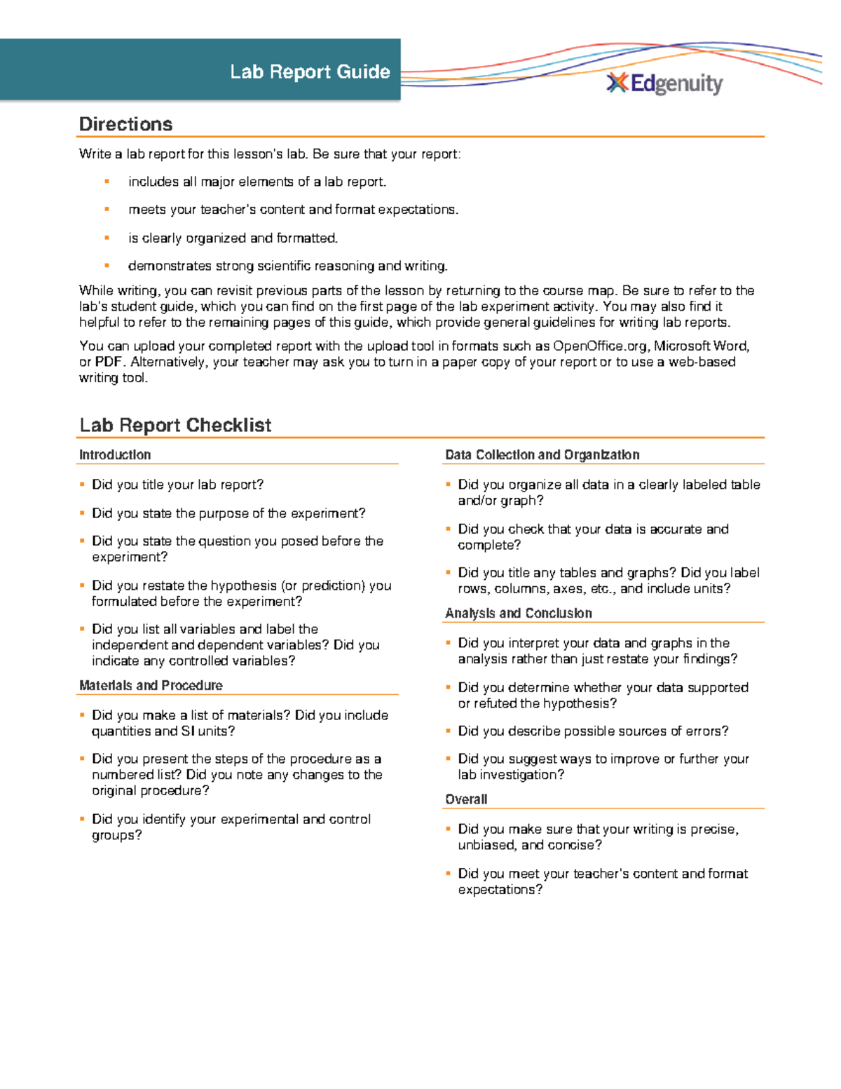 Lab-report-guide - dijduhcfuhdeiuifhewiuoefh - Directions Write a lab ...