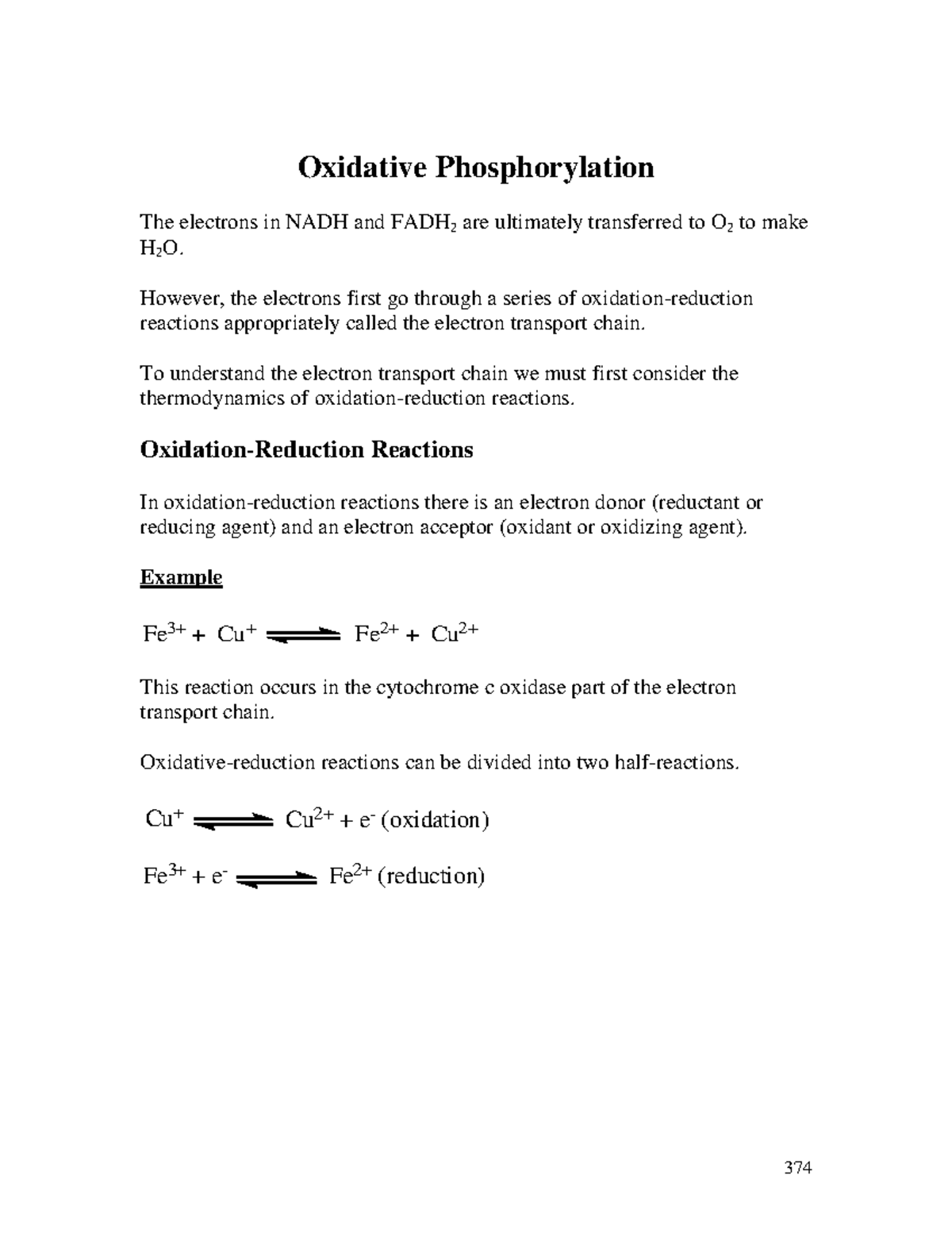 BIOL 4093 14. Oxidative Phosphorylation - Oxidative Phosphorylation The ...