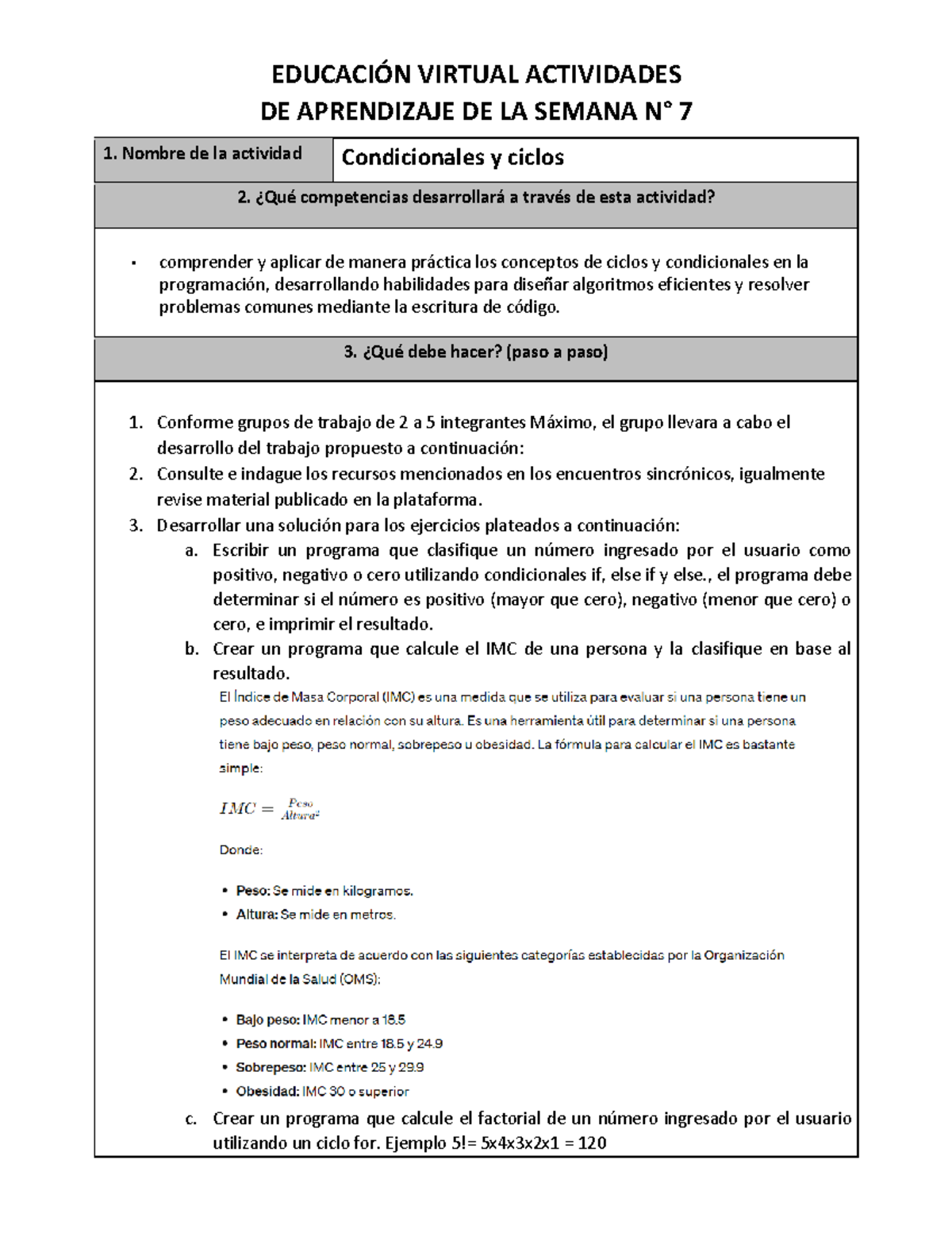 Actividad Semana ACA 3 - EDUCACIÓN VIRTUAL ACTIVIDADES DE APRENDIZAJE ...