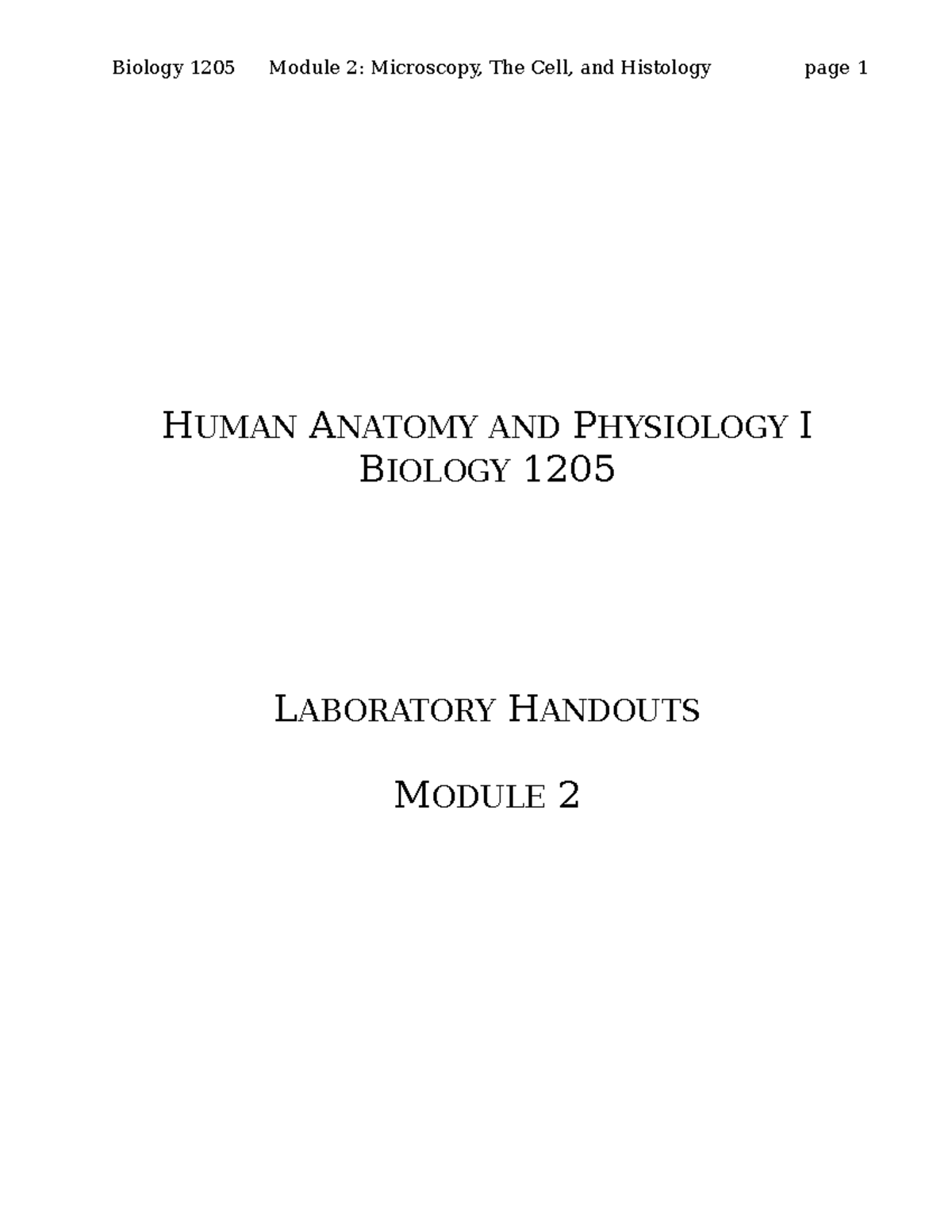 Module 2 Laboratory Packet for Biology 1205 Fall 2022 - Biology 1205 ...