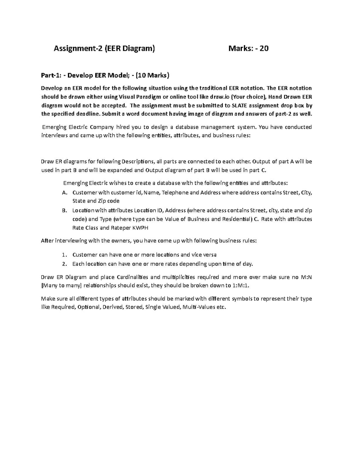 Assignment-2 - The EER notation should be drawn either using Visual ...