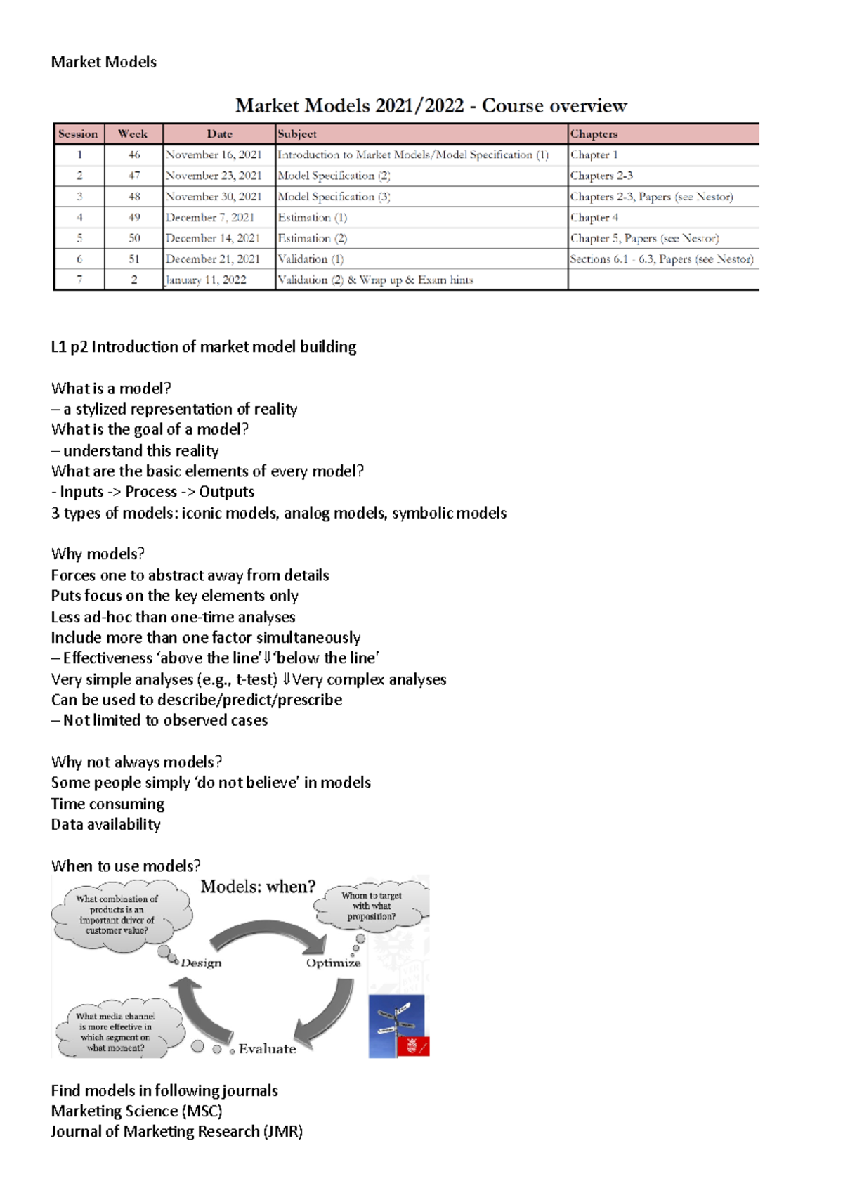 Market Models course note - Market Models L1 p2 Introduction of market ...