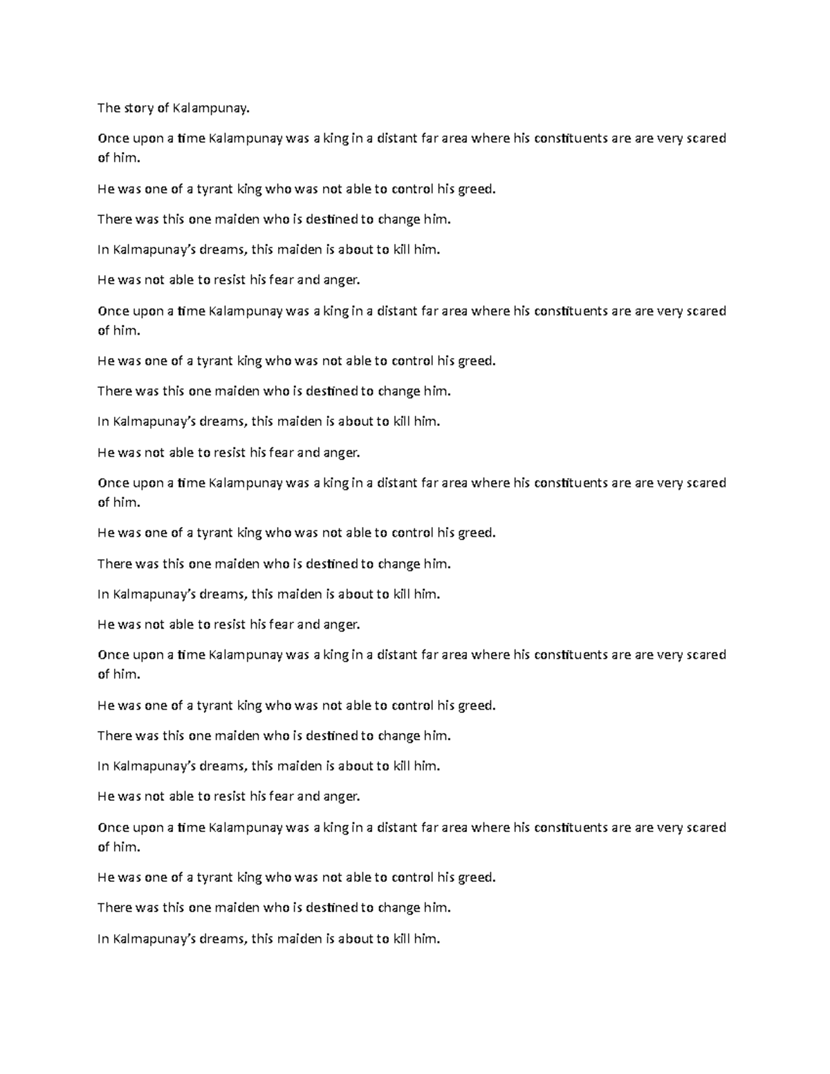 The story of Kalampunay - Once upon a time Kalampunay was a king in a ...