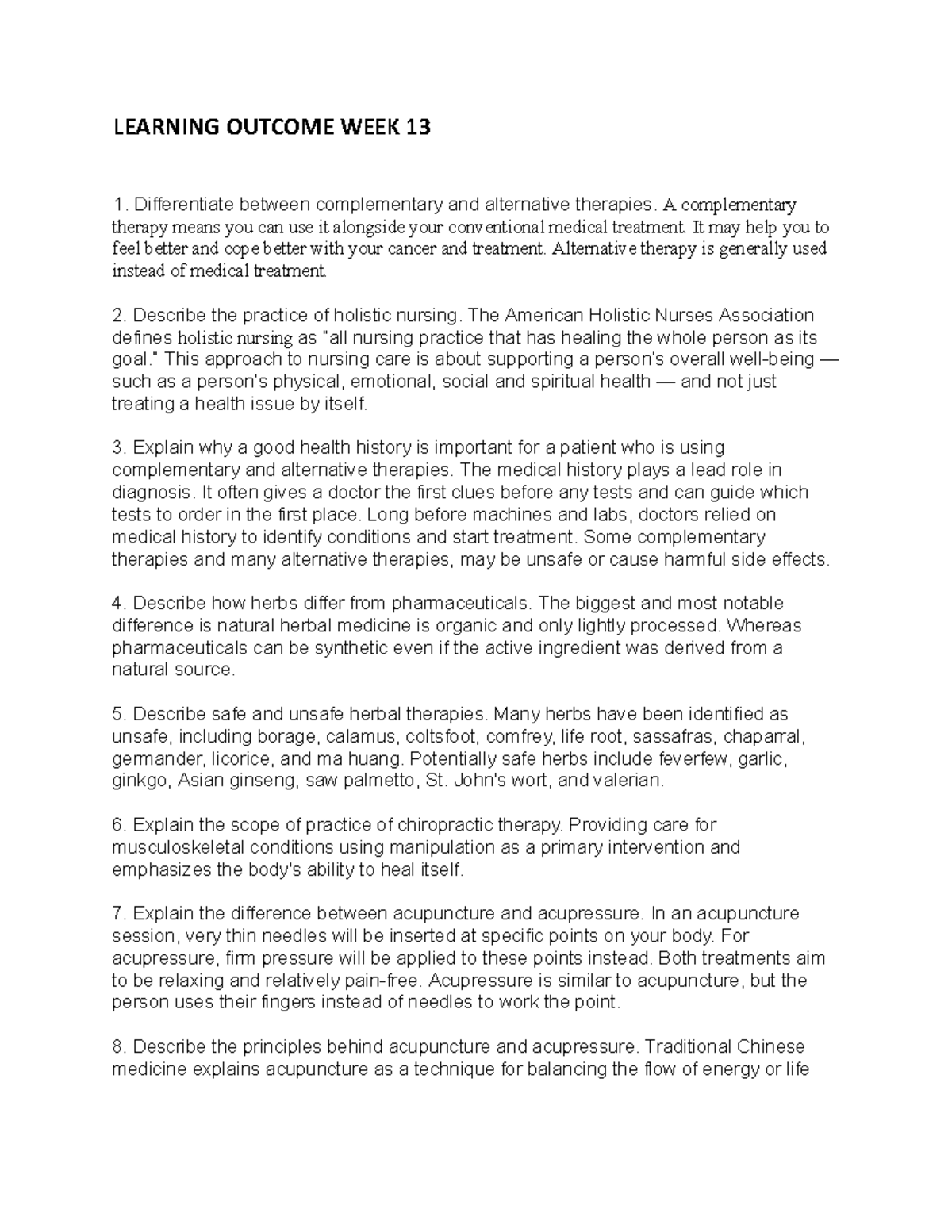 LC WK 13 - learning outcomes - LEARNING OUTCOME WEEK 13 1 ...