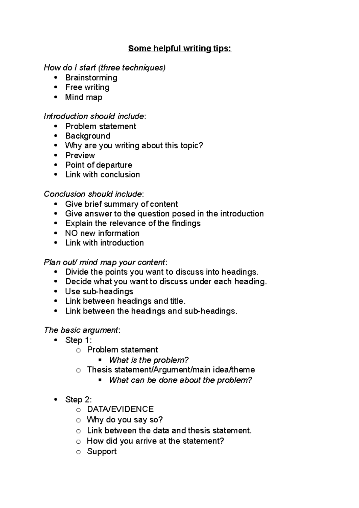 Helpful writing tips copy - Some helpful writing tips: How do I start ...