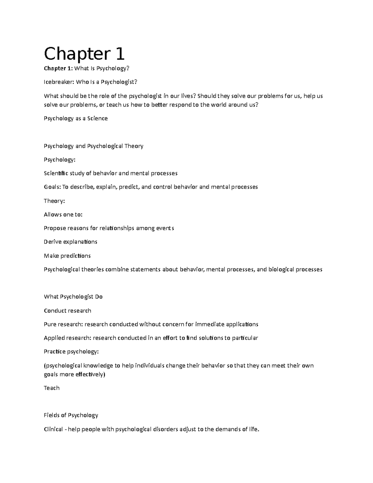 CH 1-3 Notes Powerpoint - Chapter 1 Chapter 1: What Is Psychology ...