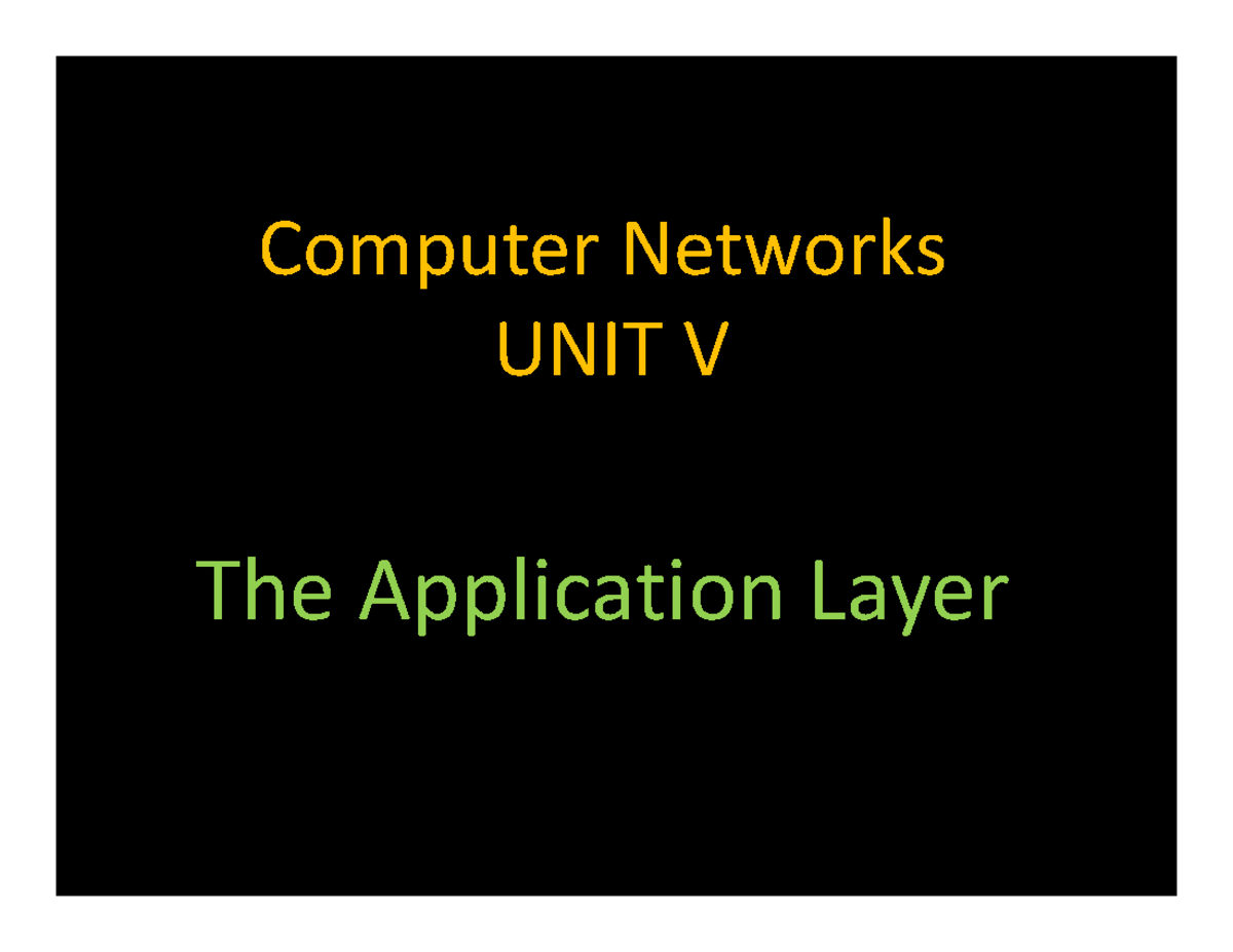 Application Layer Computer Networks Unit V The Application Layer Overview The Application 2237