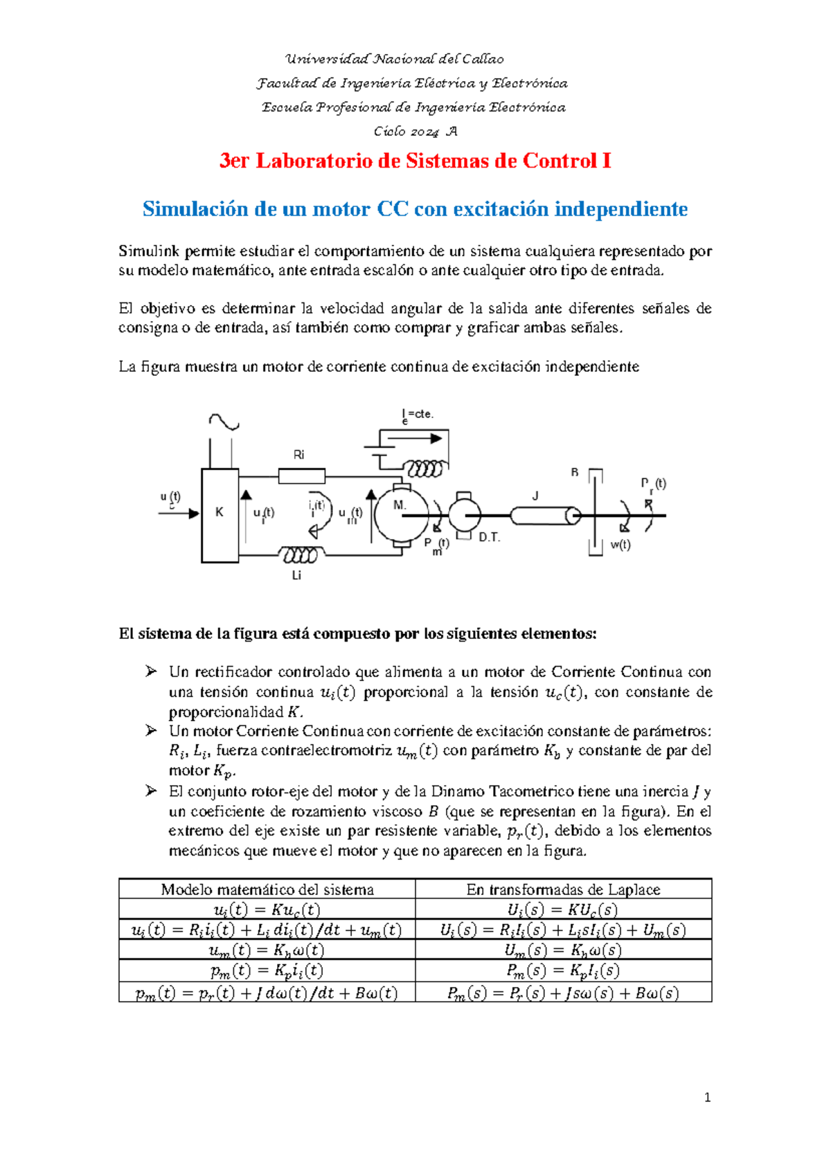 Lab .3.control 1 2024-A - 1 Universidad Nacional del Callao Facultad de Ingeniería Eléctrica y ...