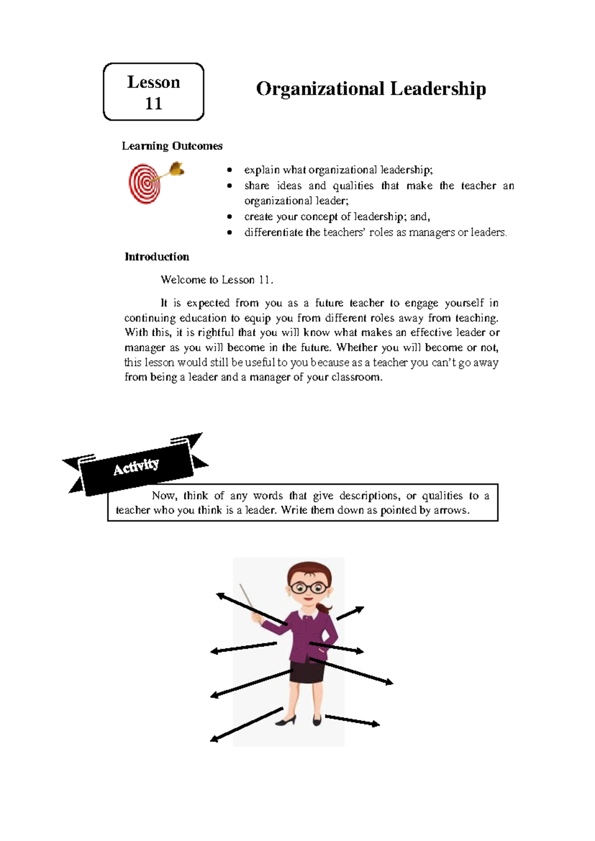 Lesson-11 - module - Lesson 11 Organizational Leadership explain what ...