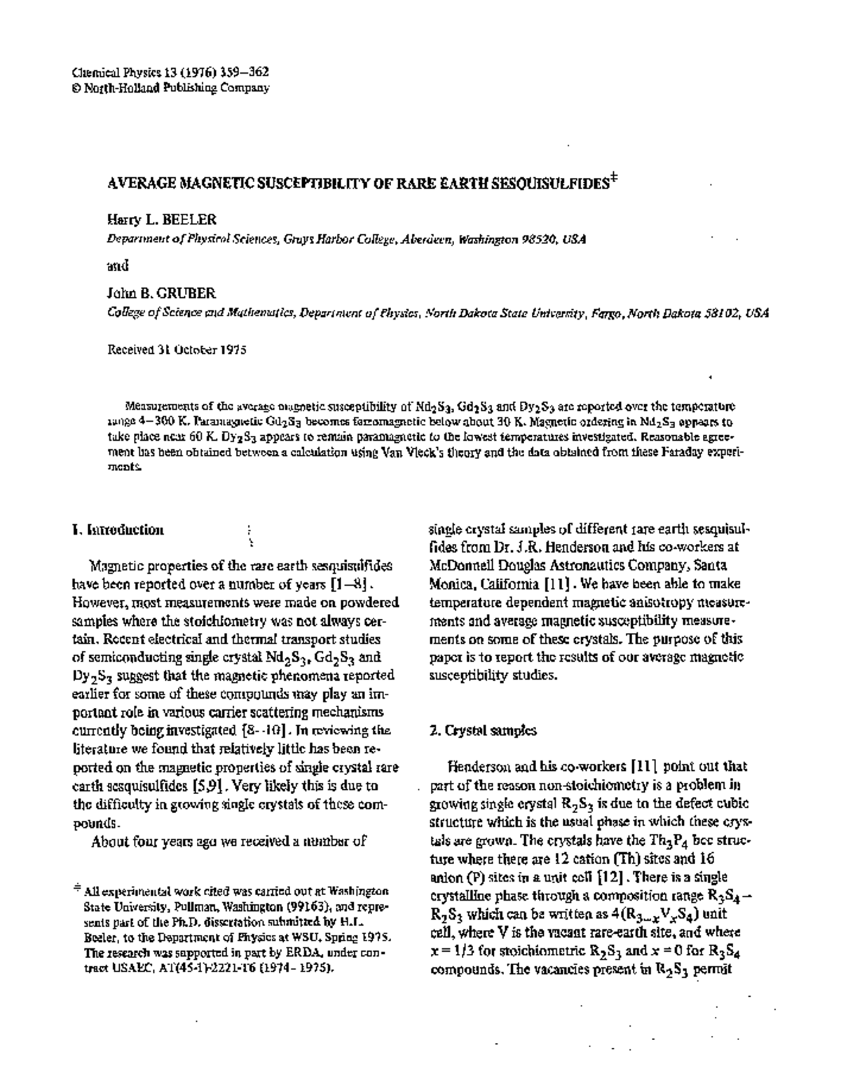Average magnetic susceptibility of rare - Chemical Physics 13 (1976 ...