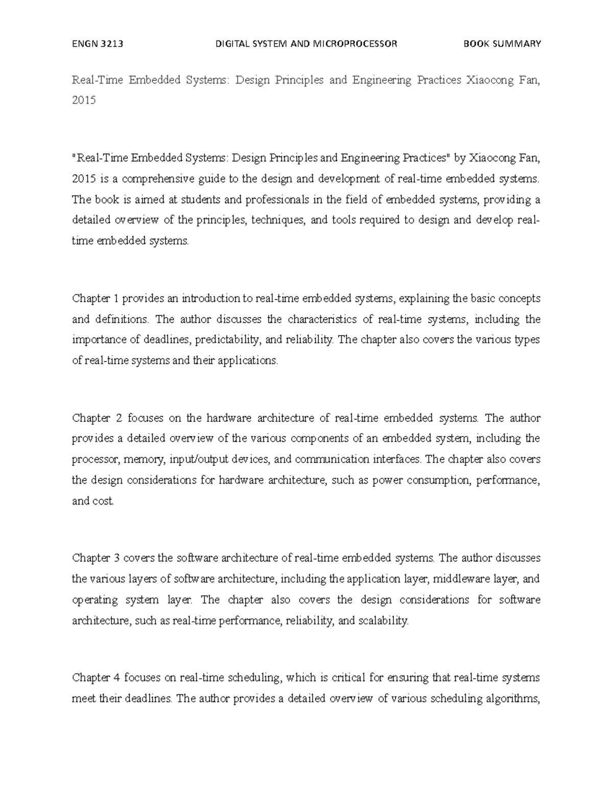 Detailed book summary of Real-Time Embedded Systems Design Principles ...