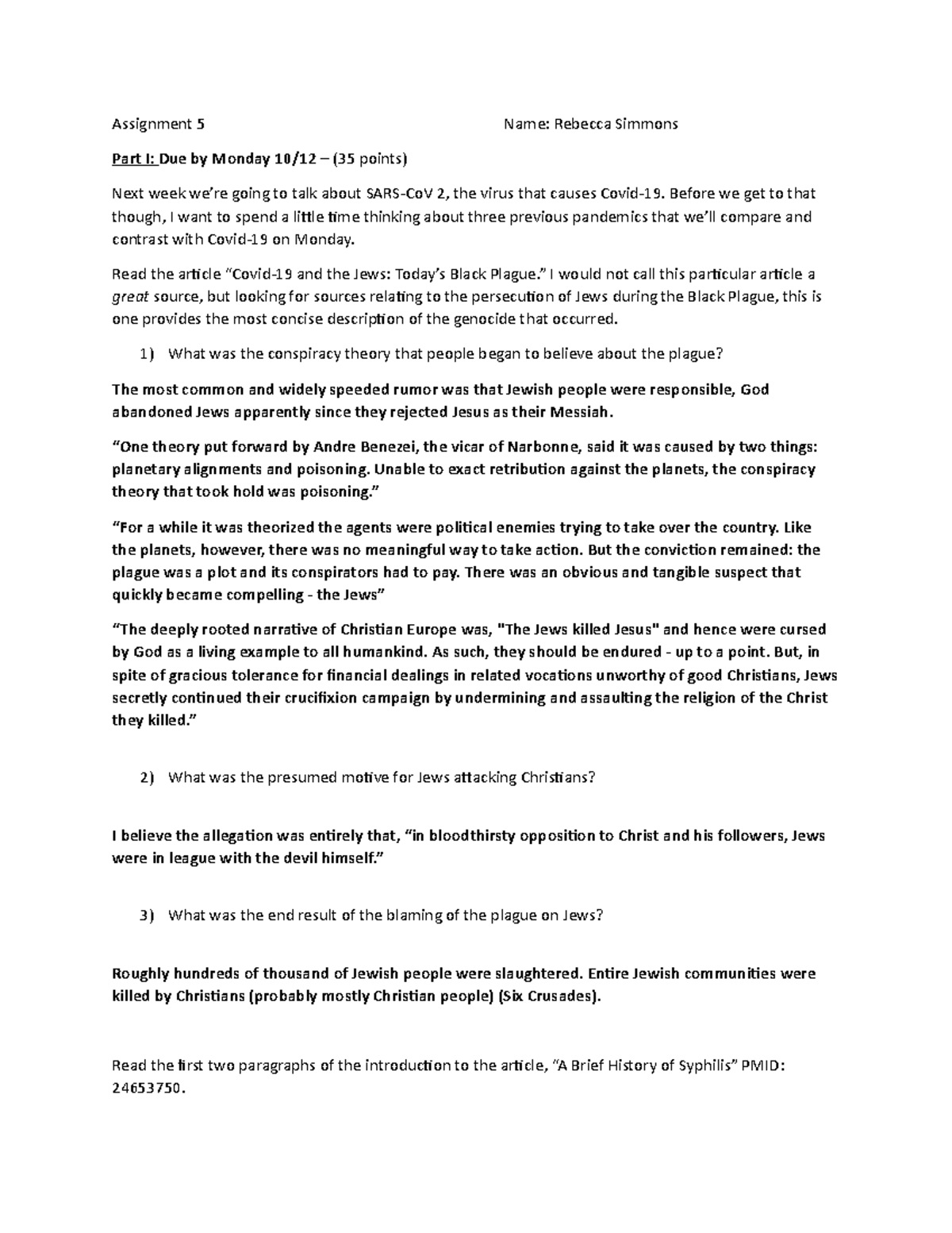 Microbiology Assignment 5 F2020 - Assignment 5 Name: Rebecca Simmons ...