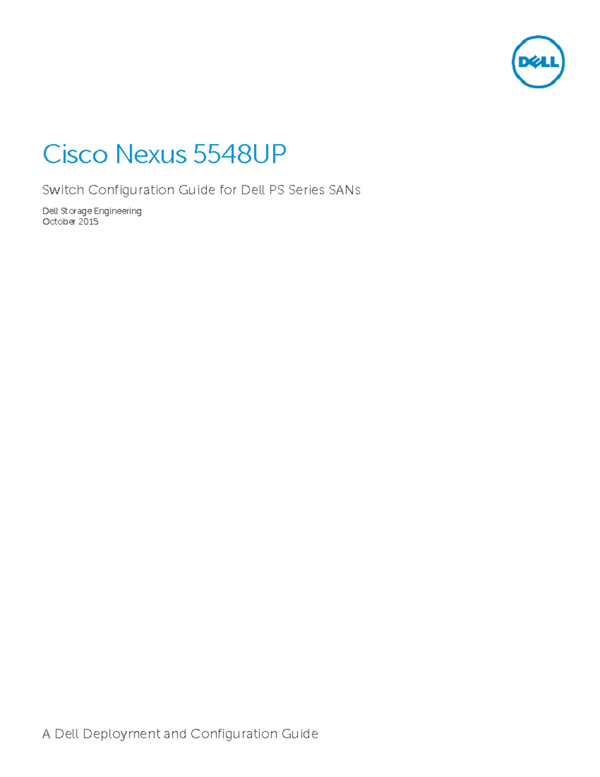 Cisco Nexus 5548UP Switch Configuration Guide Dell PS Series (SCG1006 ...