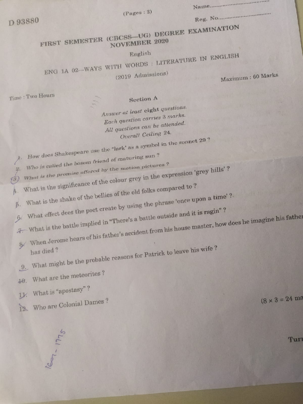 Ways with word - Question bank - Ba English - Studocu