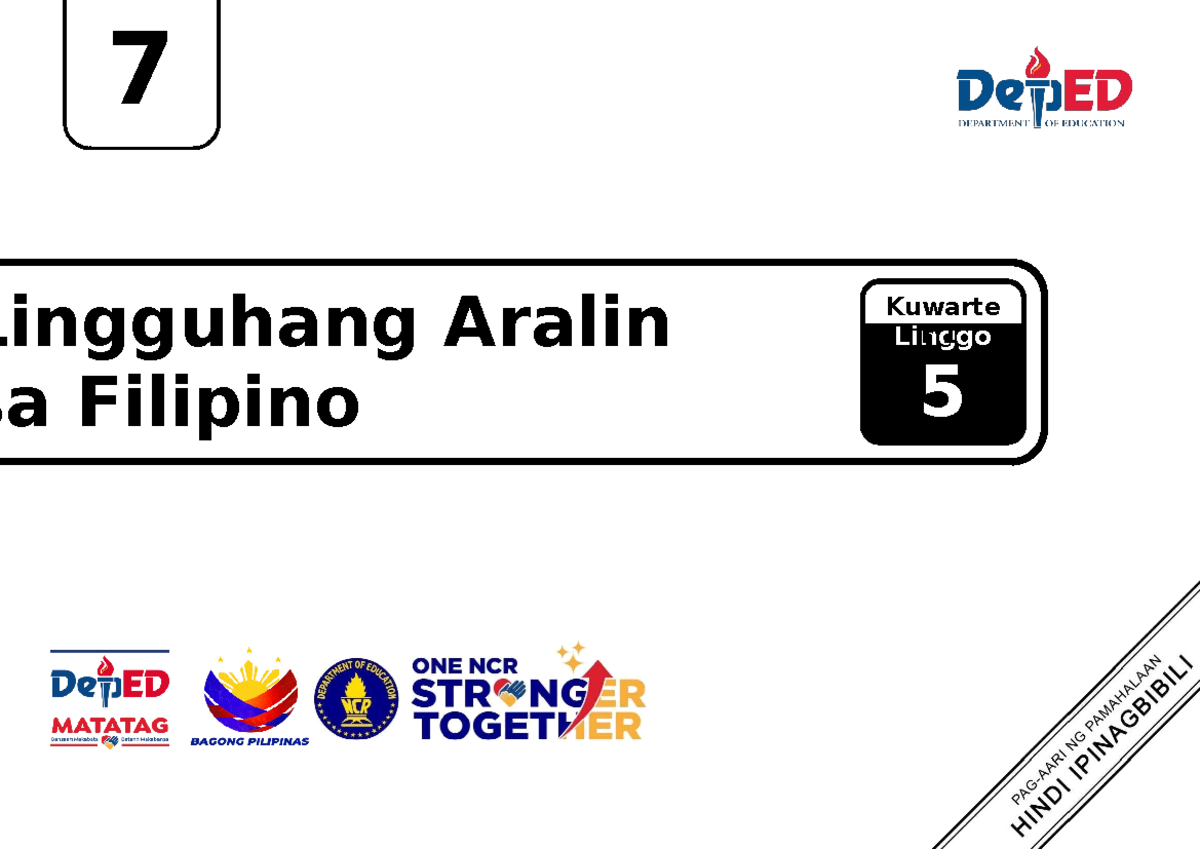 LE G7 FIL Q1 W5 - ASs - 7 Linggo Kuwarte r 1 Gawaing Pampagkatuto sa Filipino 7 Kuwarter 1 ...