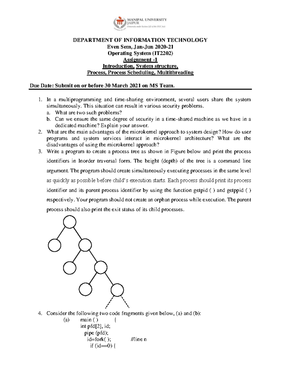 IT2202 OS Assignment 1( Even Jan -Jun 2021) - DBMS - Studocu