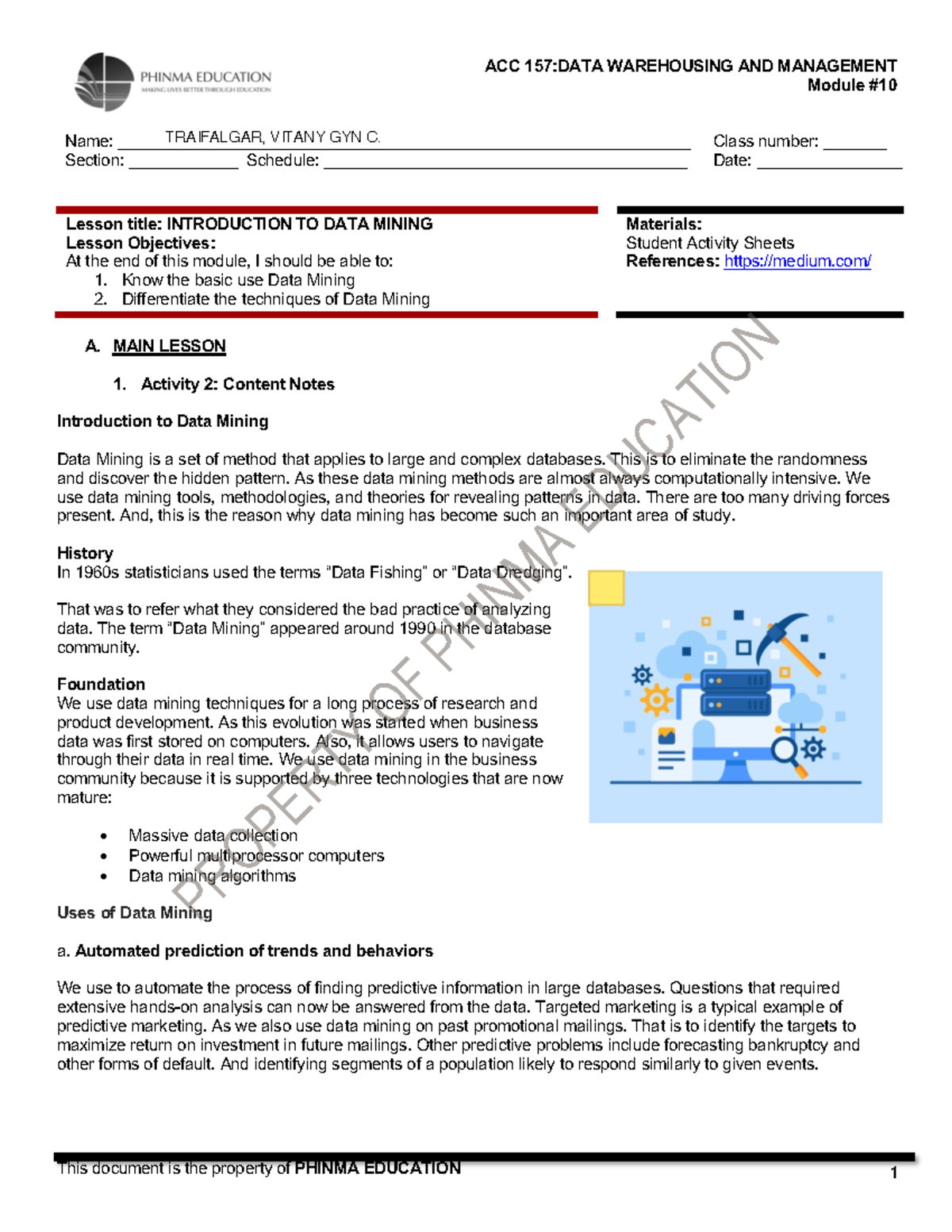 ACC-157 (Module 10-16) - Module # 10 Name: - Studocu