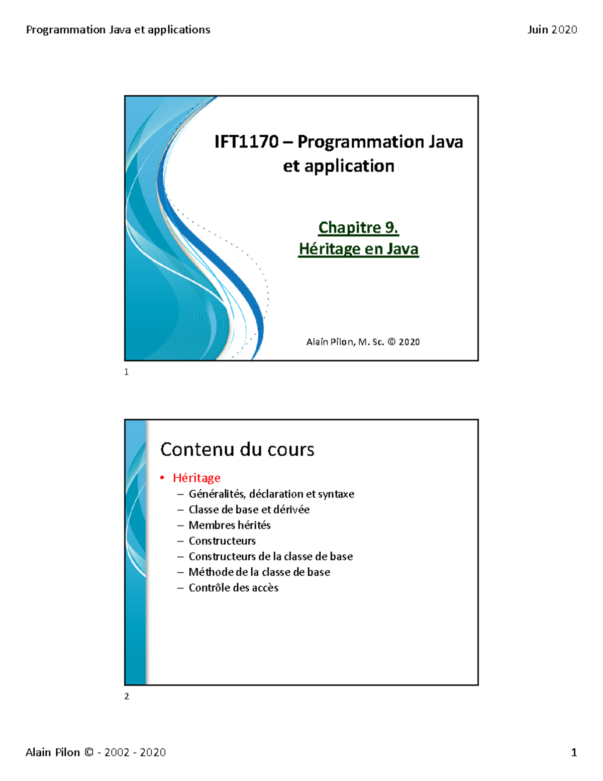 Chapitre 11 elements avances programation orientée objett - IFT1170 – Programmation Java et ...
