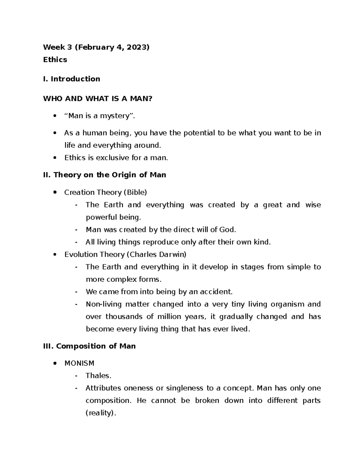 WEEK3 Lecture - Reviewer - Week 3 (February 4, 2023) Ethics I. Introduction WHO AND WHAT IS A ...