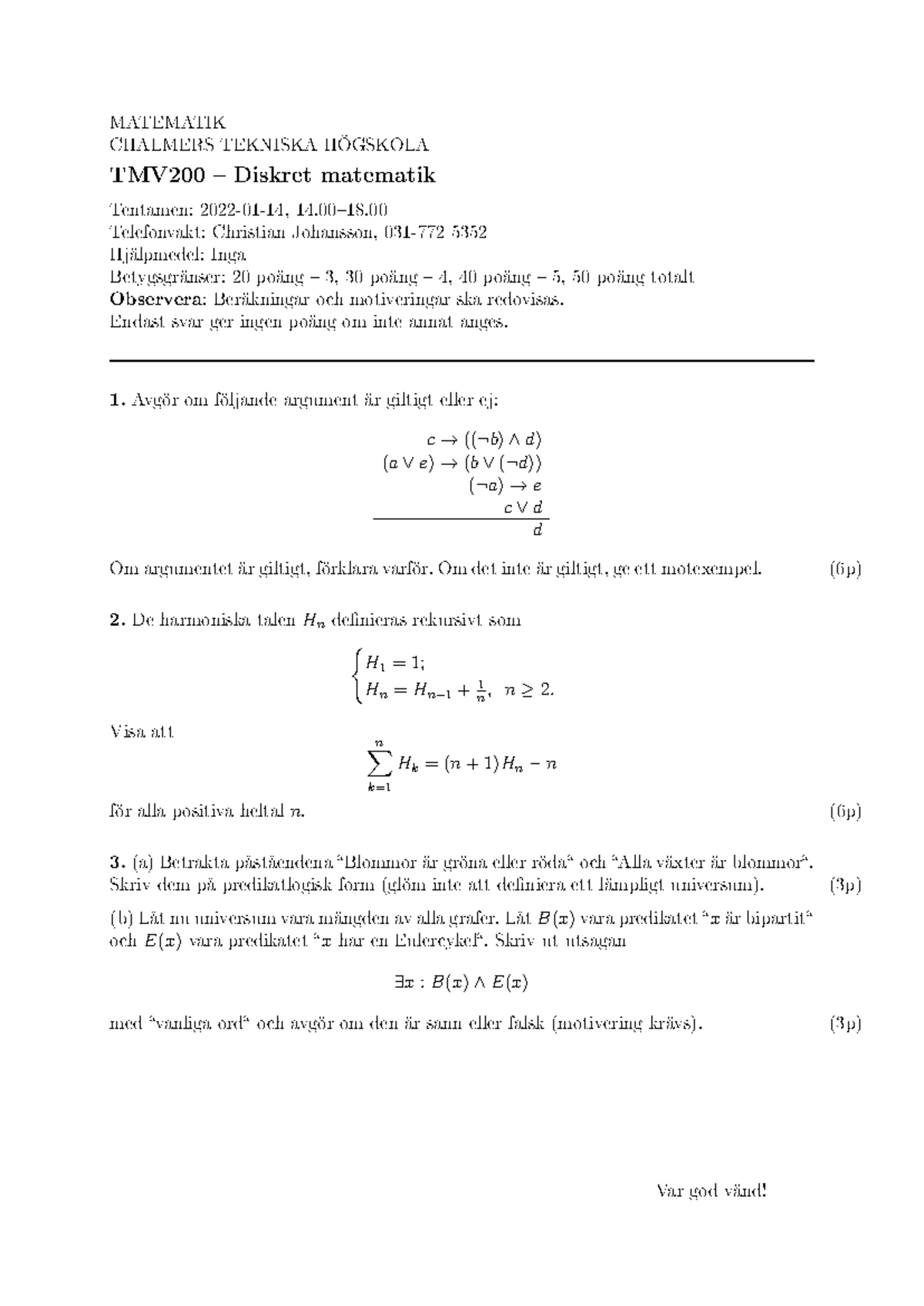 Tes TMV200 22011 4 - matte - MATEMATIK CHALMERS TEKNISKA HÖGSKOLA ...