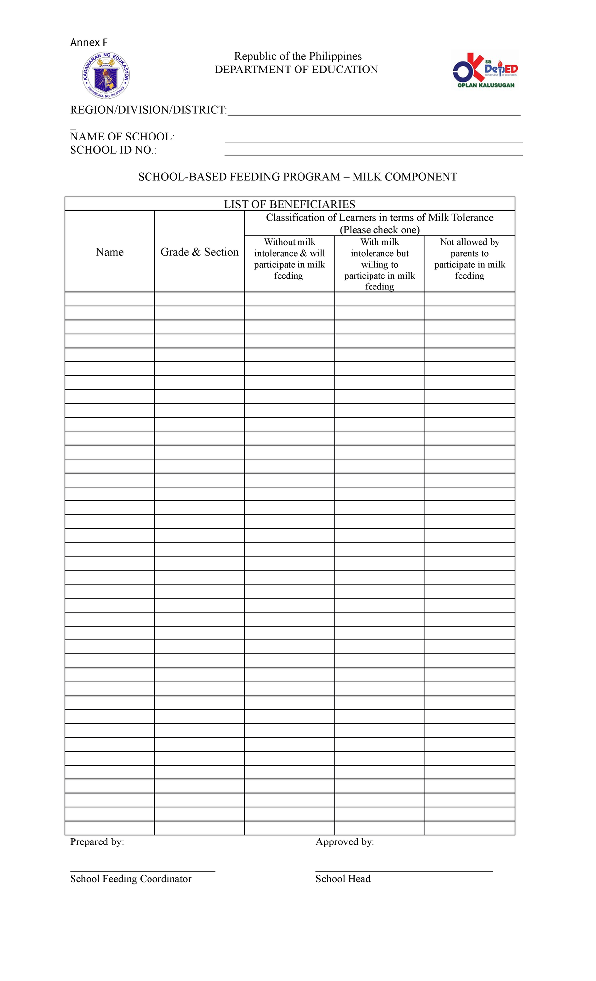Annex-F-1 - n/a - Annex F Republic of the Philippines DEPARTMENT OF ...