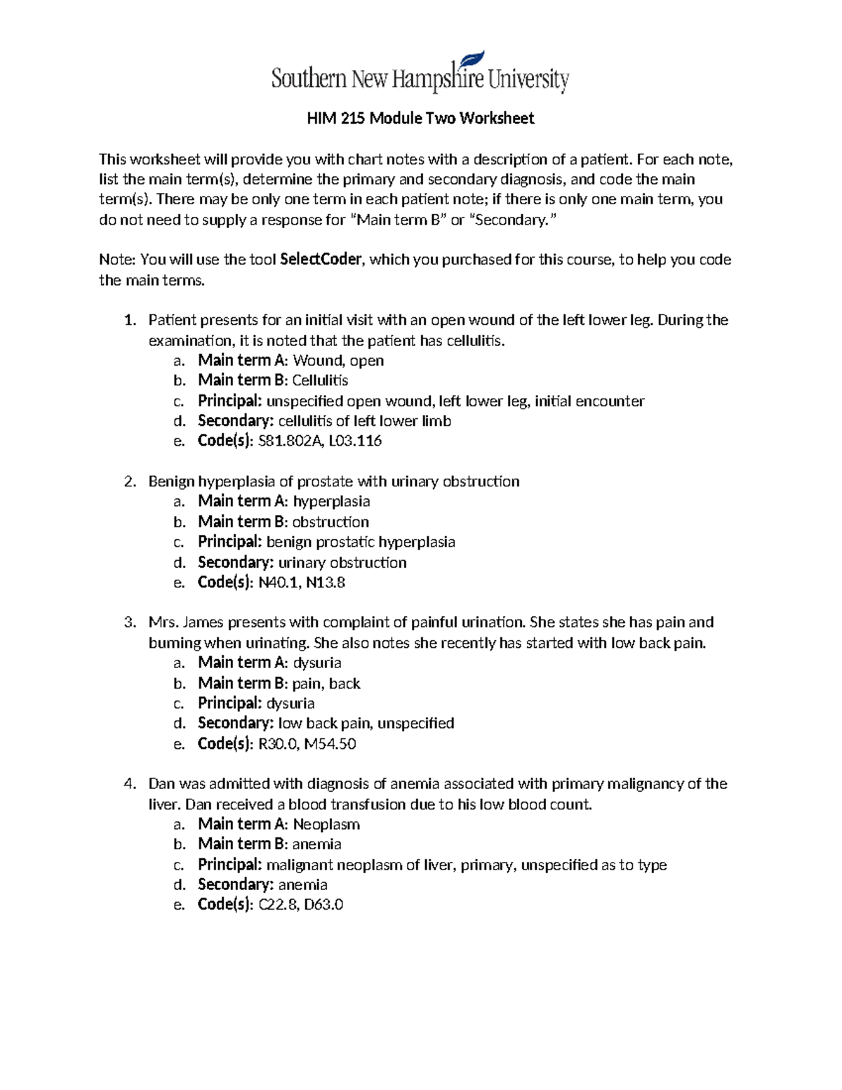 HIM 215 Module Two Worksheet - HIM 215 Module Two Worksheet This ...