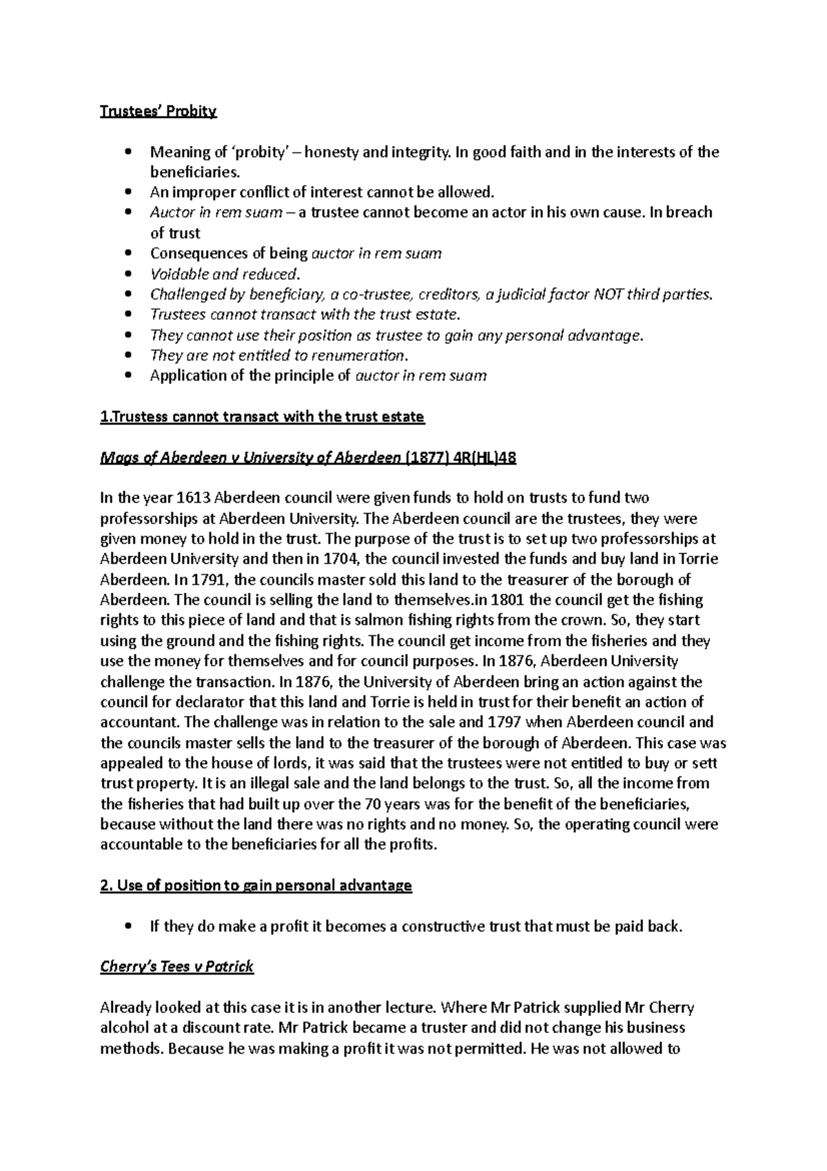 Trust probity - Lecture 10 - Trustees’ Probity Meaning of ‘probity ...