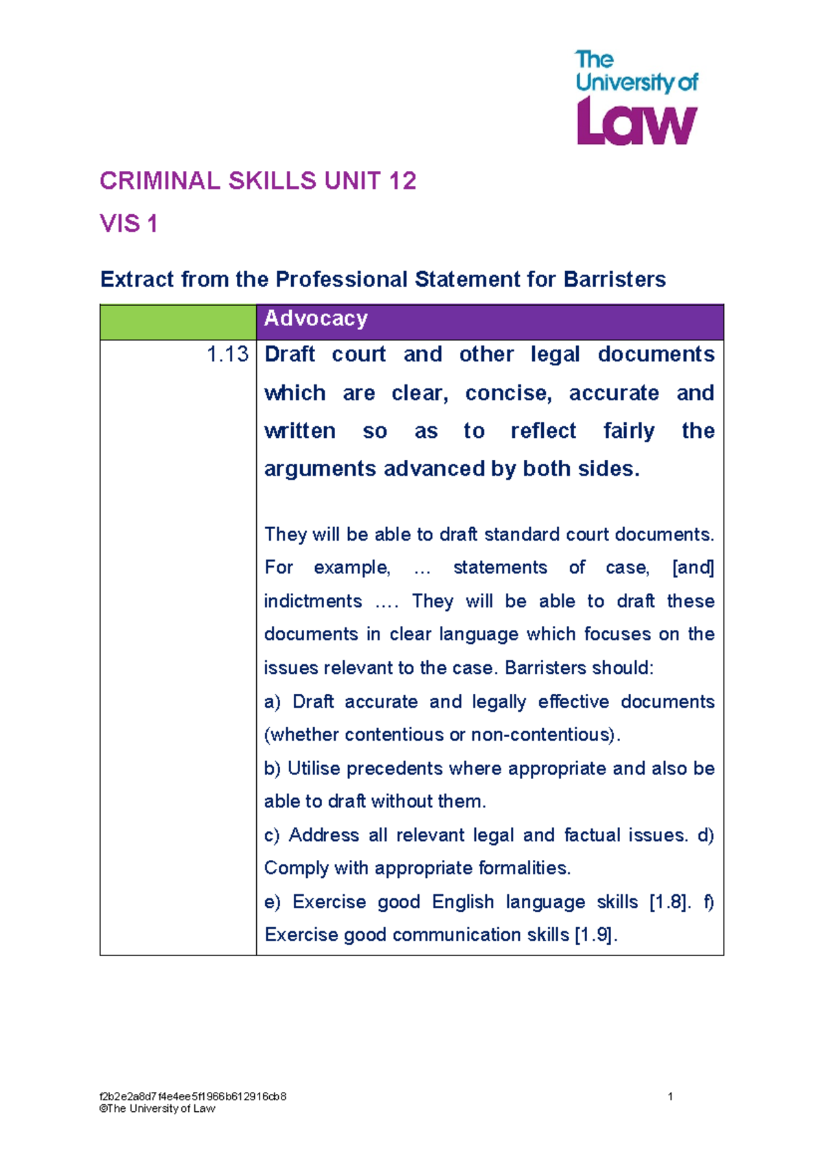 2324 skill crim unit12 guide from BSB - CRIMINAL SKILLS UNIT 12 VIS 1 ...