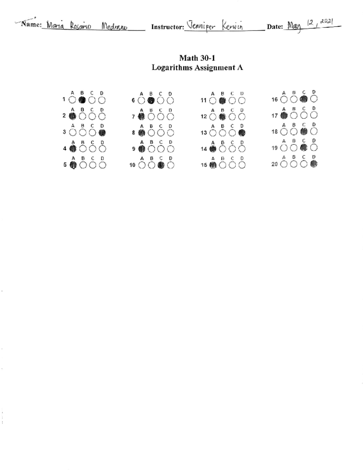Logarithms Assignment A - nfdn 2300 - Studocu