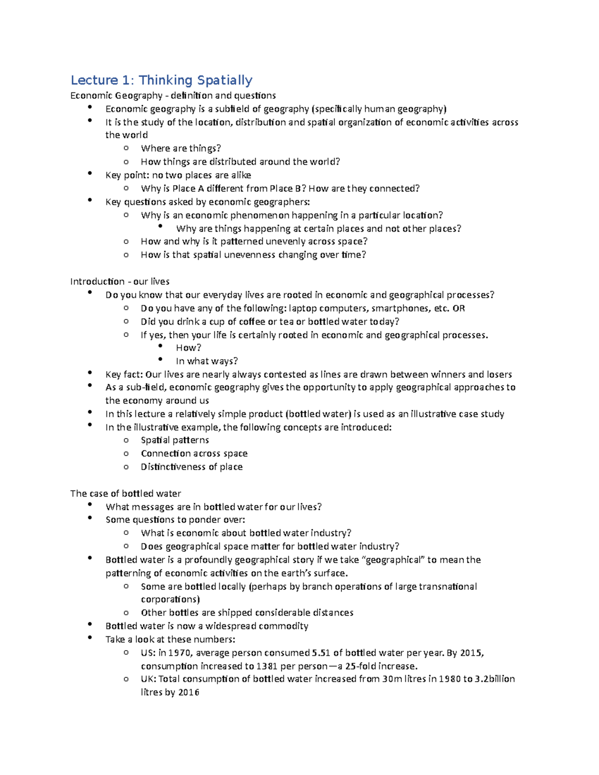 Geography 2420 Midterm Package Notes - Lecture 1: Thinking Spatially ...