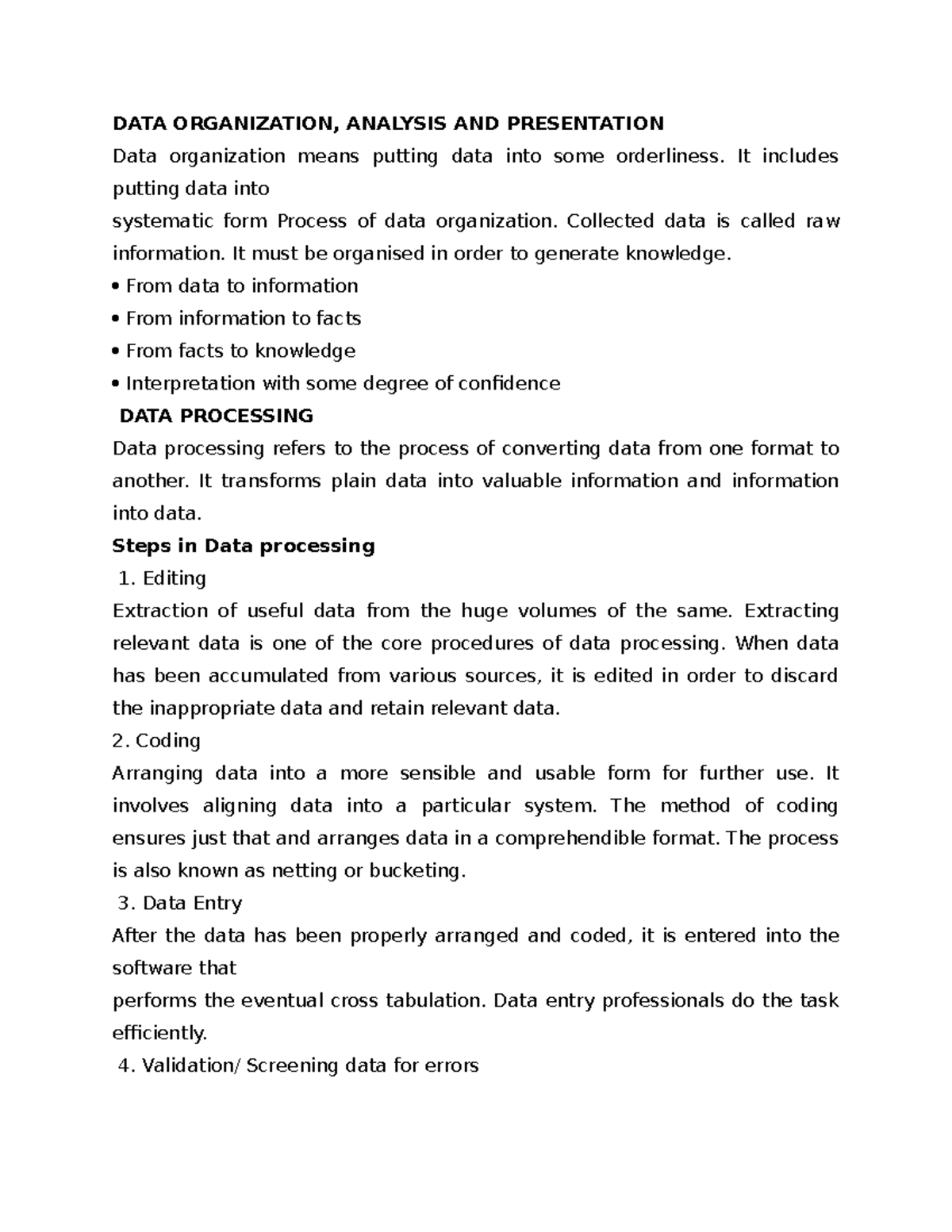 DATA Organization Analysis Presentation - DATA ORGANIZATION, ANALYSIS ...