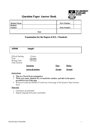 COMPSCI 3314, 7314 - Practise Exam Introduction to Statistical Machine Learning COMPSCI 3314 ...