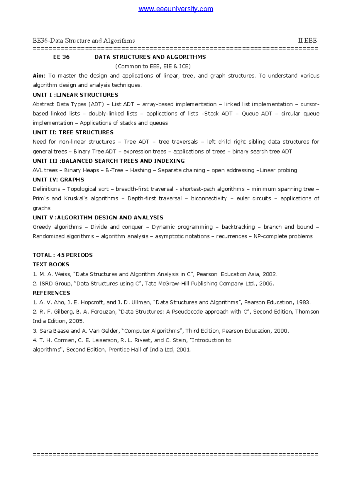 Data Structures and Algorithm Lecture Notes - EE36-Data Structure and ...