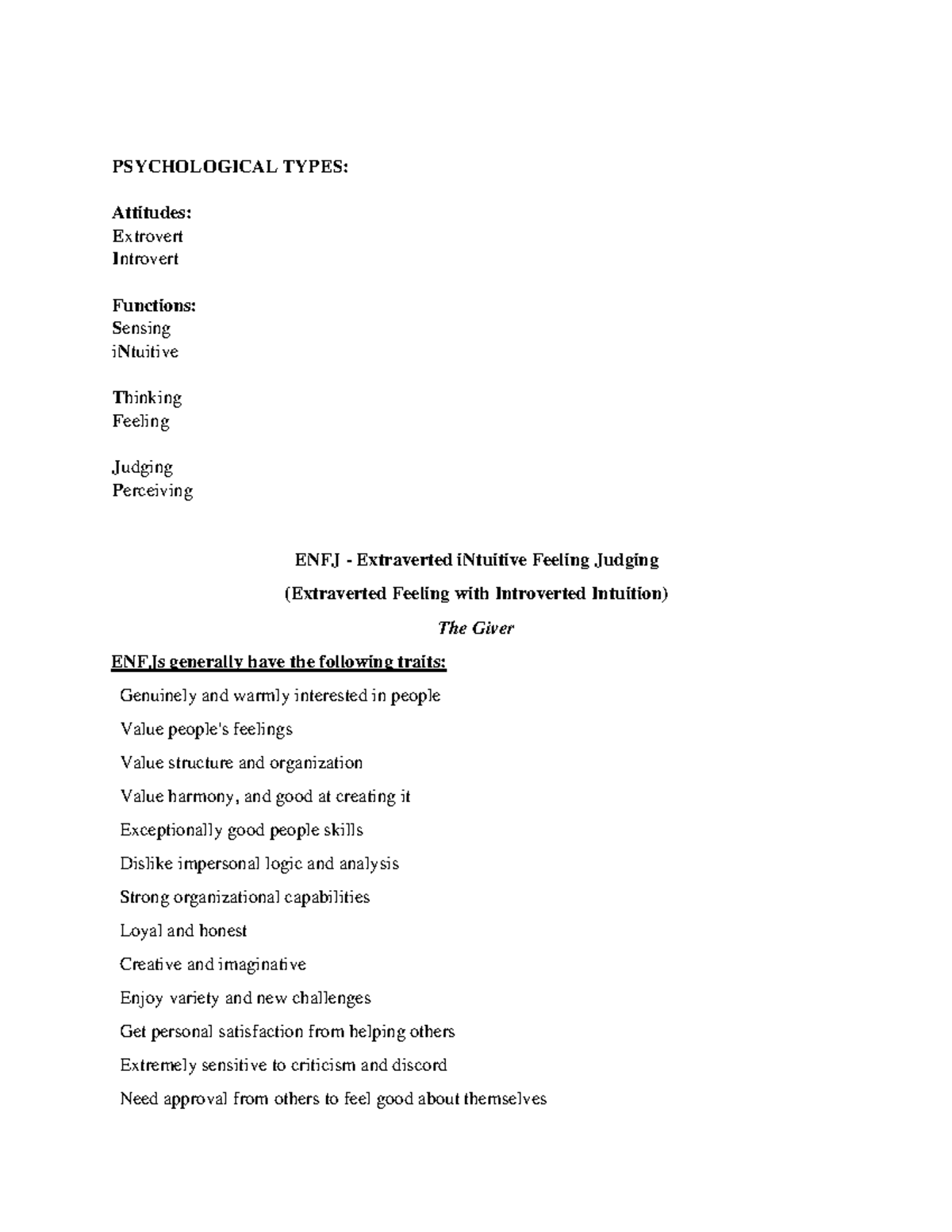 Summary-OF-MBTI - Summary Bachelor of Science in Information Science ...