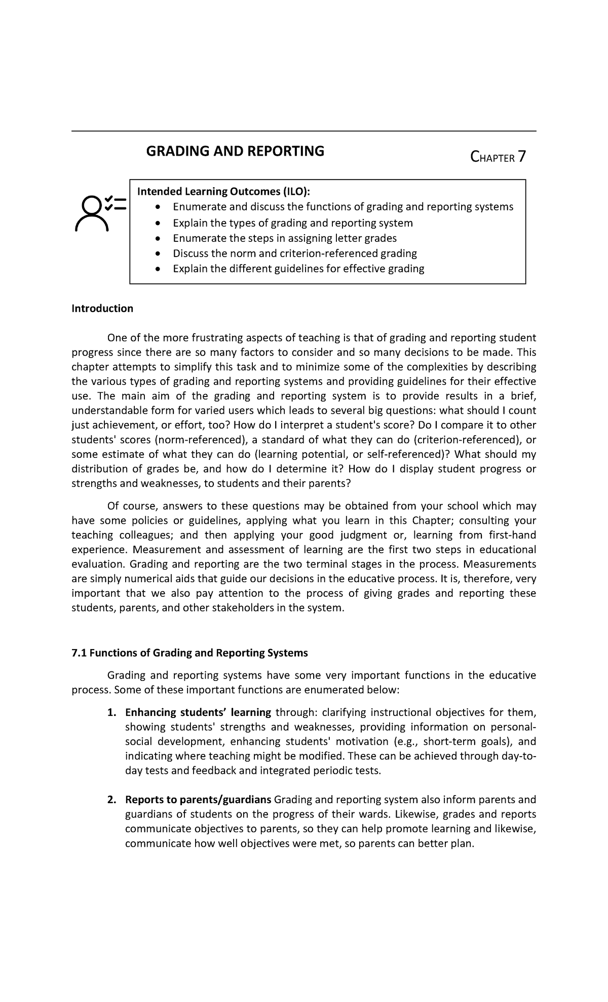 Prof Ed 311 Chap7 Grading-and-Reporting - Assessment of Learning 2 Module 1 Page 1 of 5 CHAPTER ...