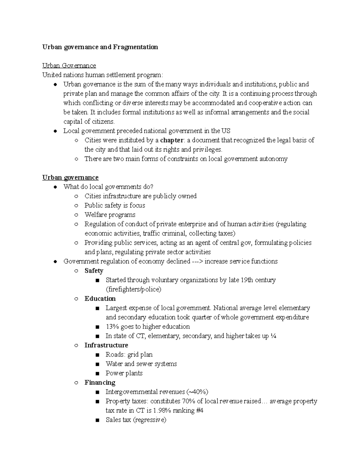 Week 11 Urban Gov and Fragmentation - Urban governance and ...