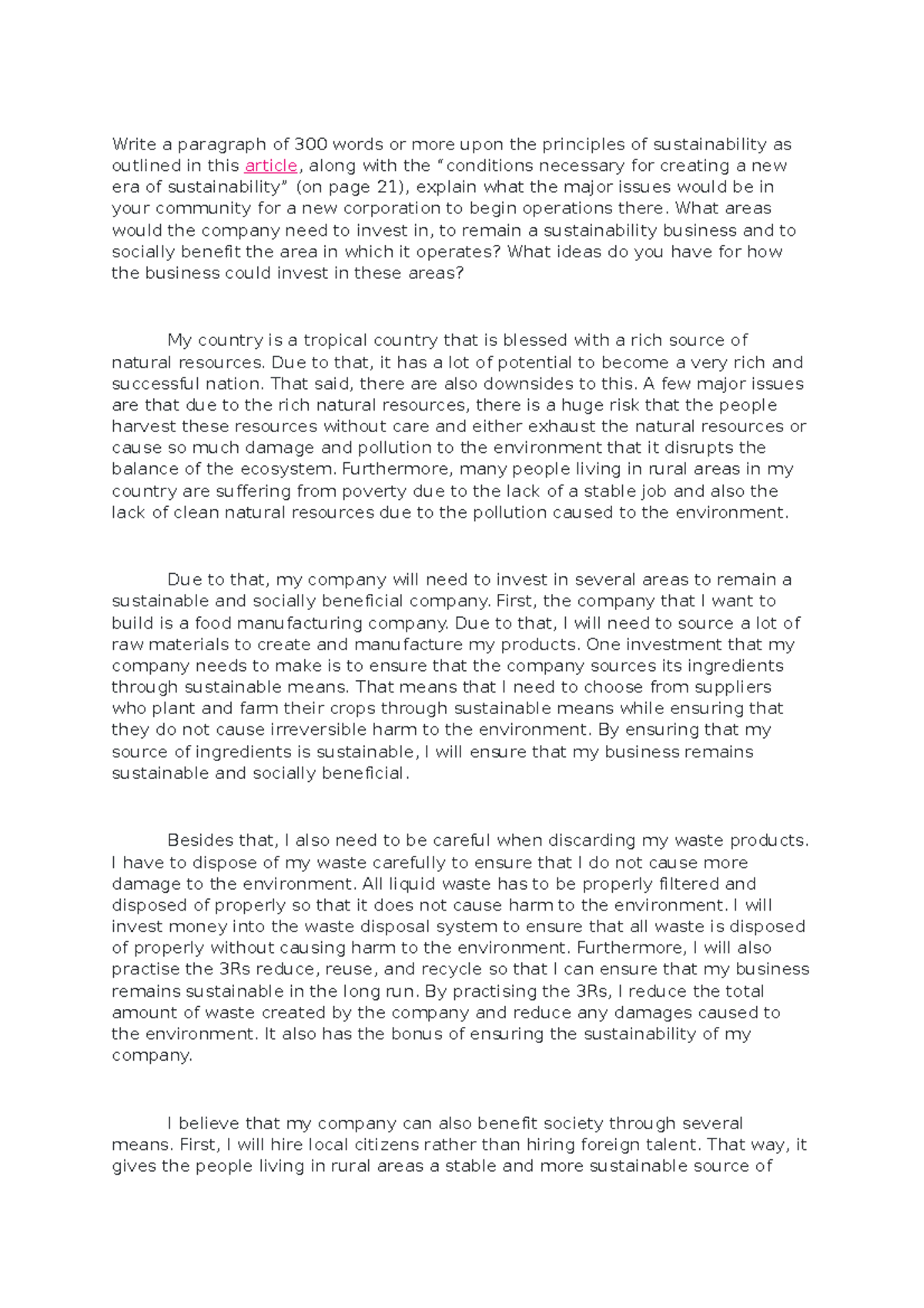 Business and society discussion 5 - Write a paragraph of 300 words or ...