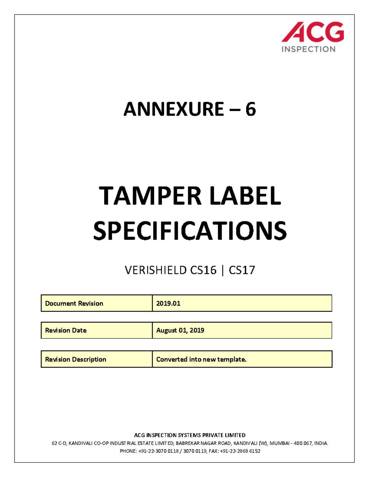 [3.3] TE Label spec - ddf df - ACG INSPECTION SYSTEMS PRIVATE LIMITED ...