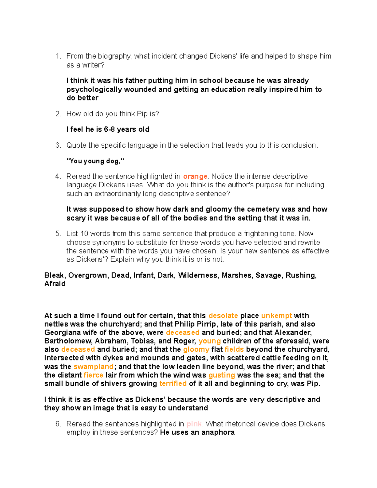 Charles Dickens Questions - From the biography, what incident changed ...