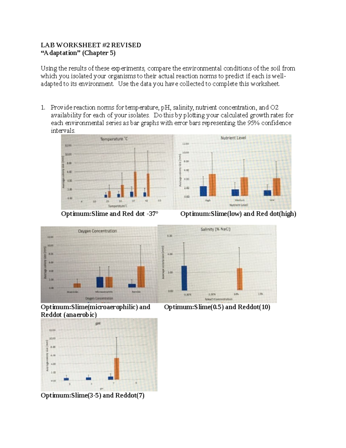 Lab Worksheet 2 - LAB WORKSHEET #2 REVISED “Adaptation” (Chapter 5 ...