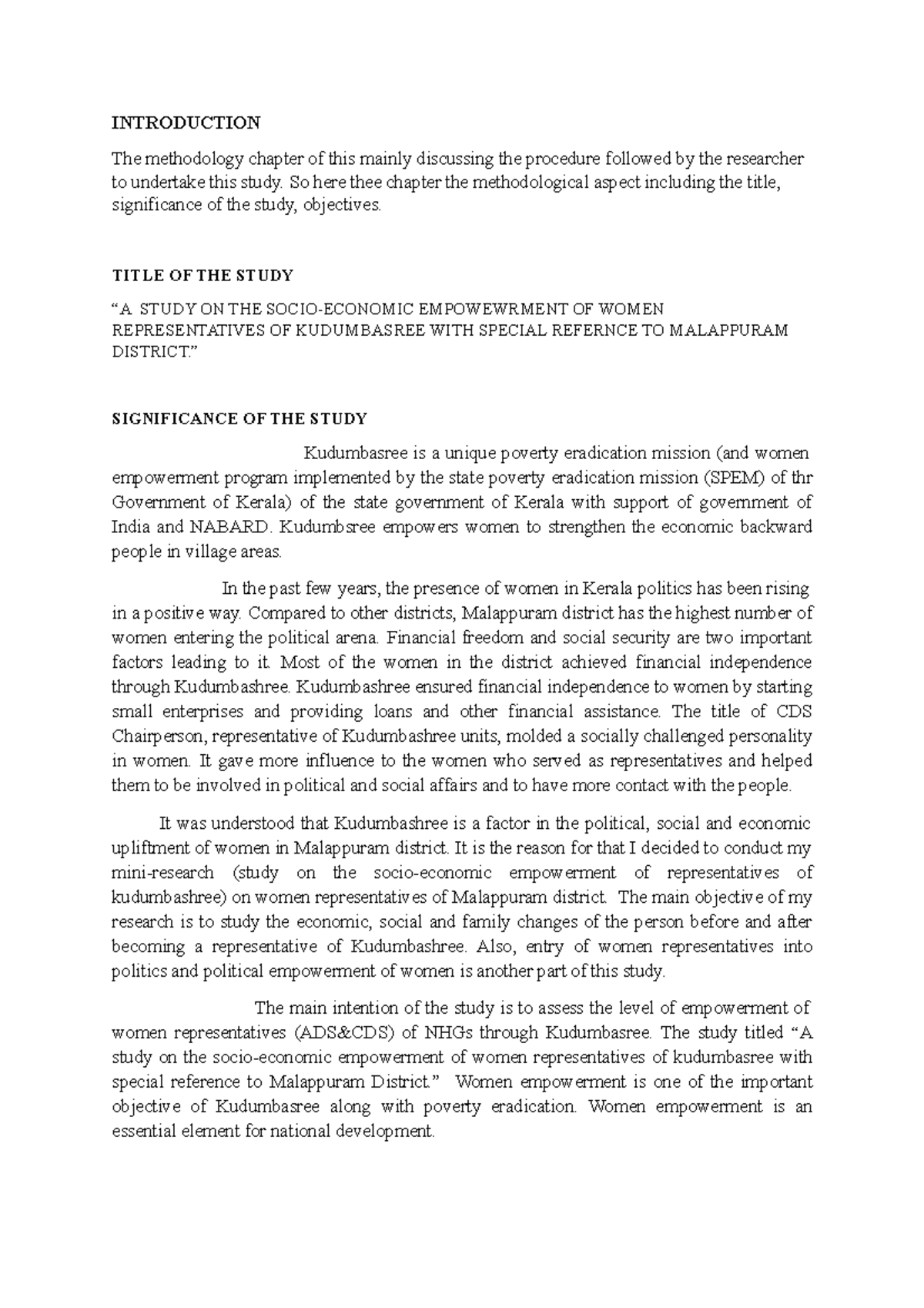 Significance 23 - INTRODUCTION The methodology chapter of this mainly ...