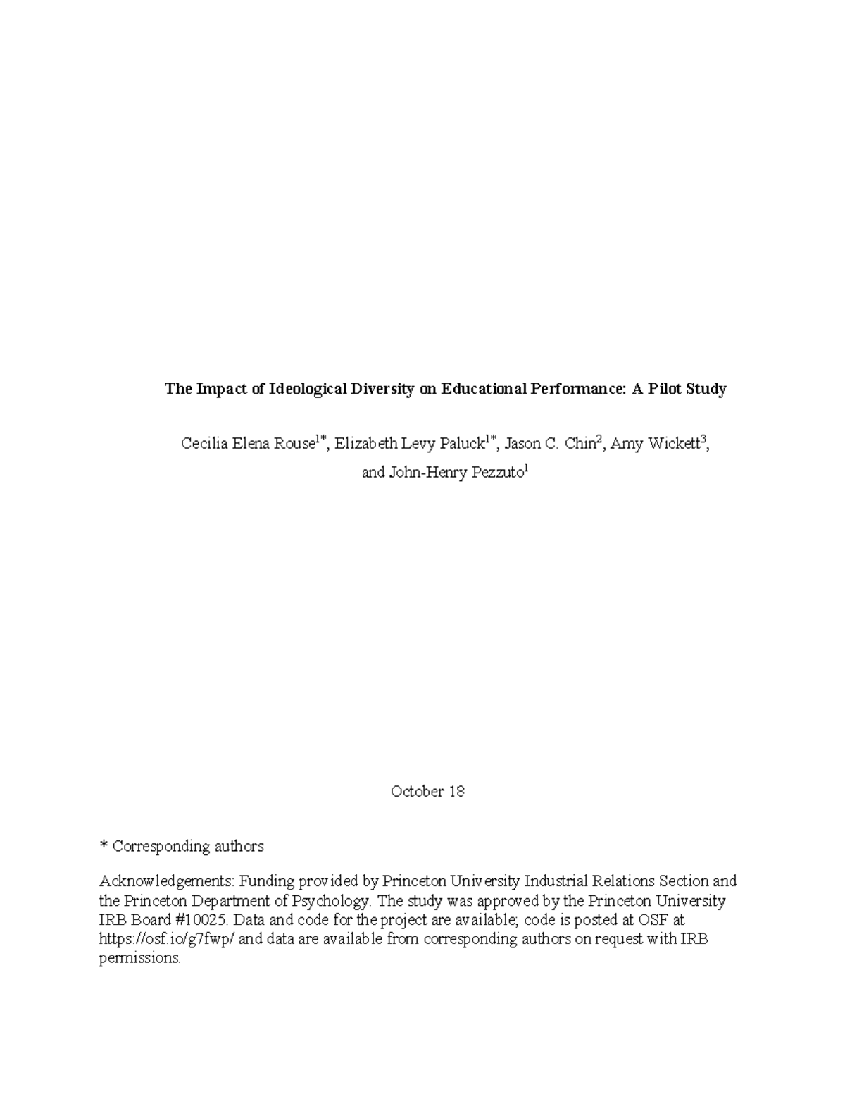 Rouse etal Oct19 Manuscript Unblinded - The Impact of Ideological ...