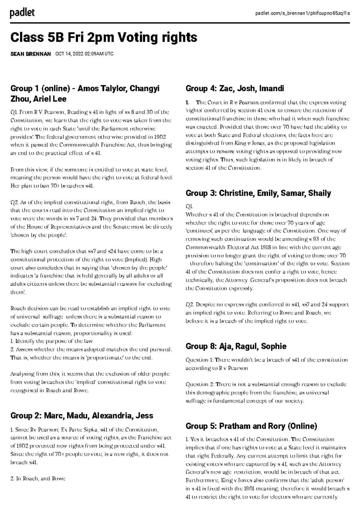 Class 5B Fri 2pm Voting rights - Studocu