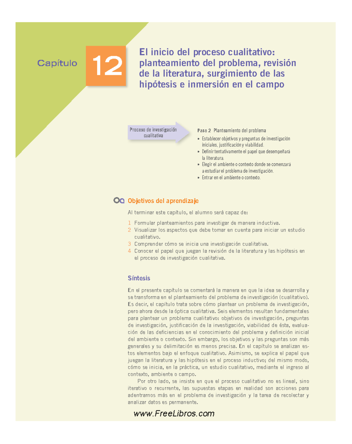 Proceso de investigacion cualitativo - Objetivos del aprendizaje Al terminar este capítulo, el ...