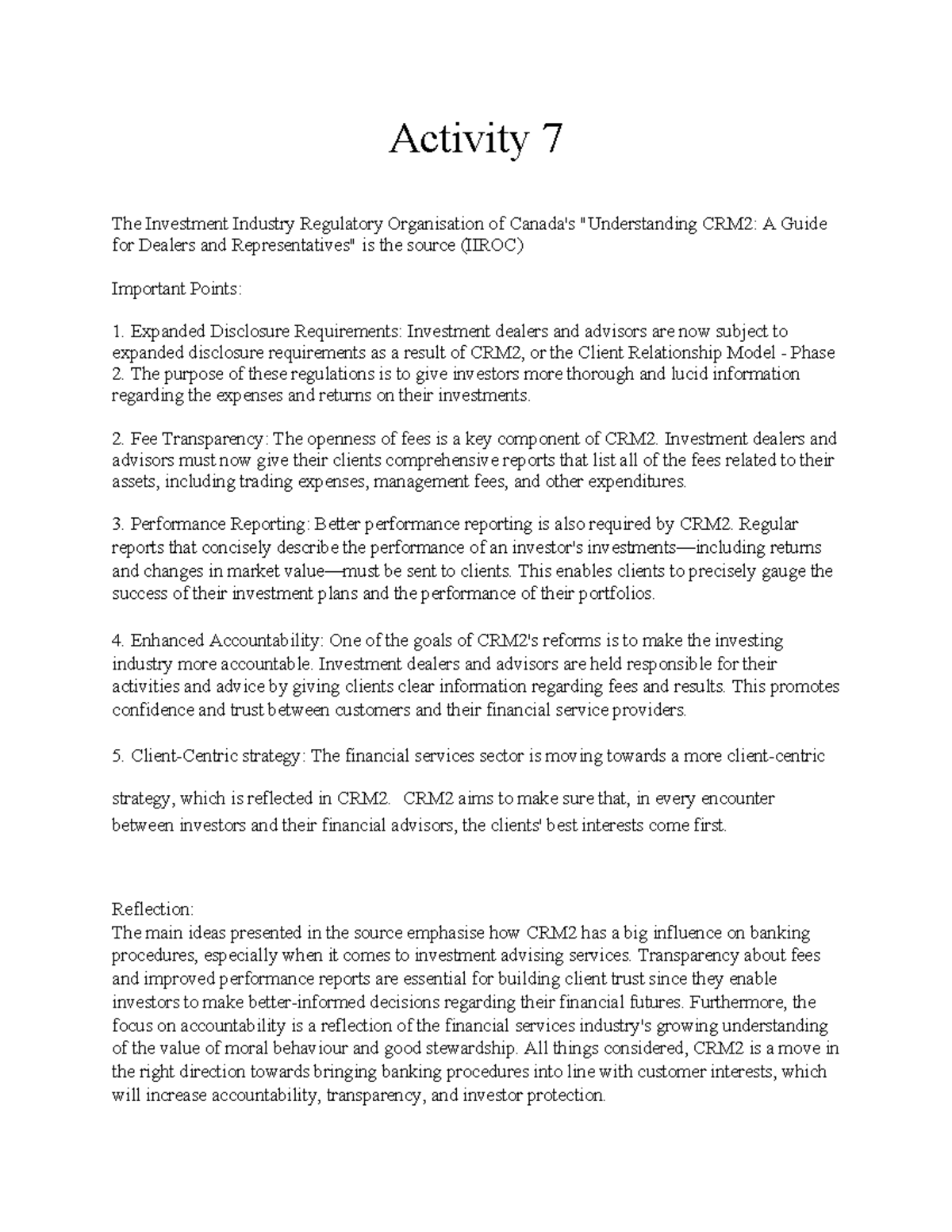 Activity 7 - aswklhgiufuigeqvio - Activity 7 The Investment Industry ...