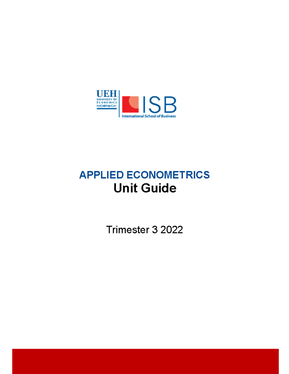 ECO202 AE Trimester 3 2022 (final) thầy Tuấn - APPLIED ECONOMETRICS ...