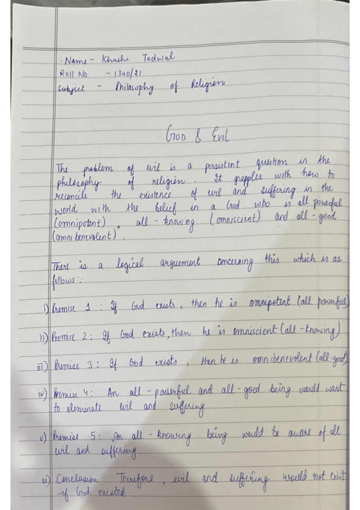 God and Evil - NOTES - BA 501 - Studocu