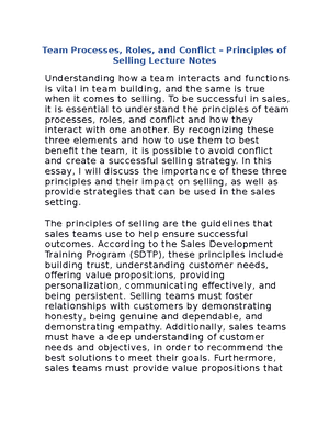 Principles of Selling Objective 2 - Lecture Notes - Explain business ...